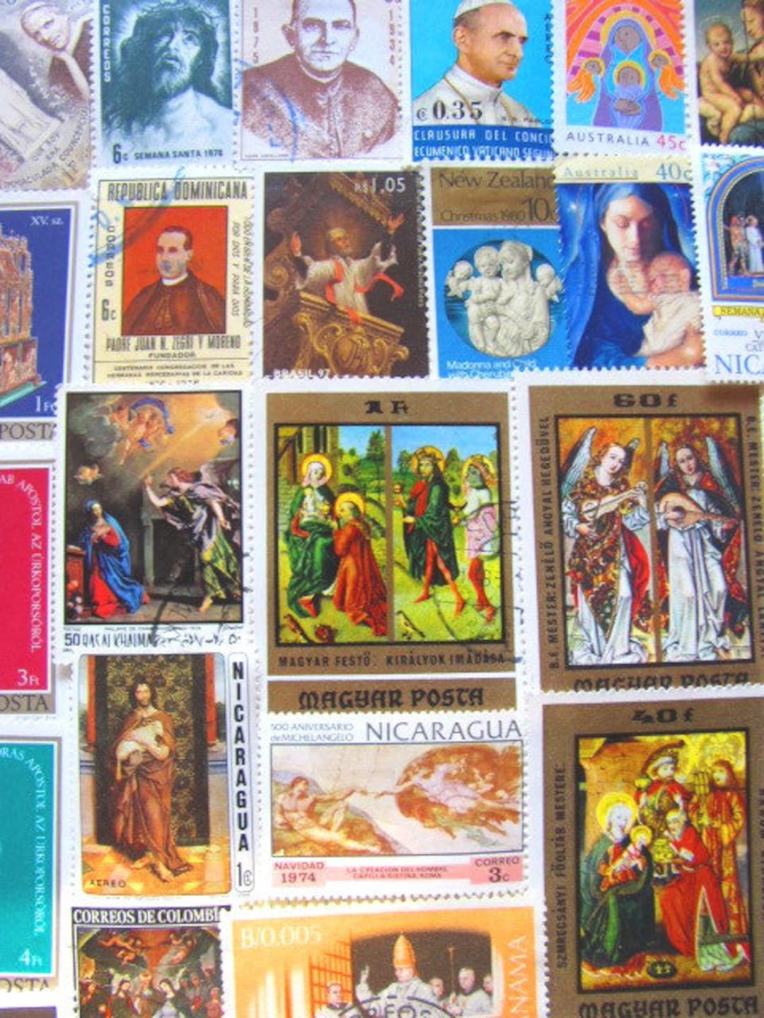 50 Vintage Religious Postage Stamps Christian Catholic Christmas Easter ...