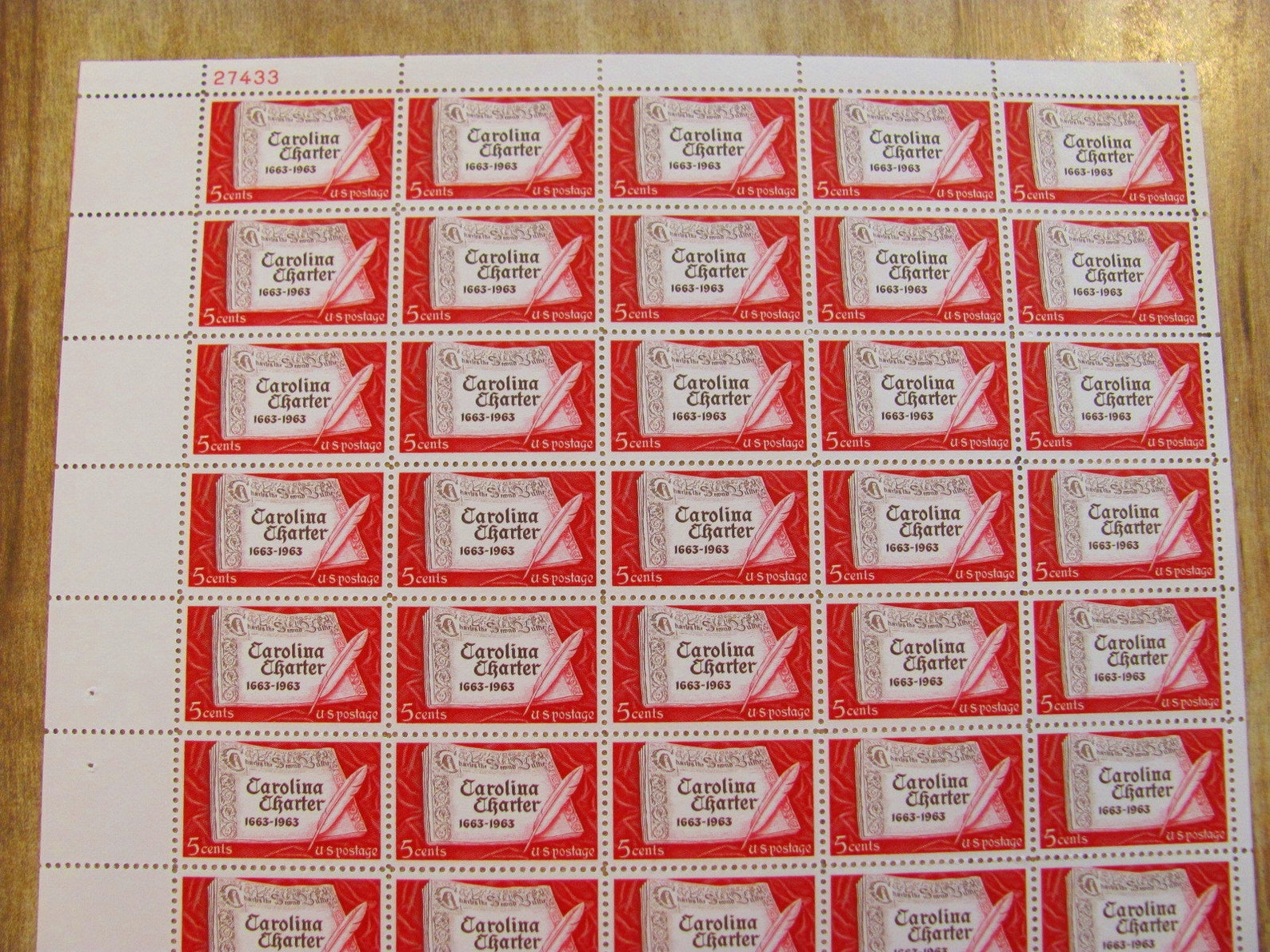Carolina Charter Full Sheet of 50 Vintage US Postage Stamps 5c - Etsy