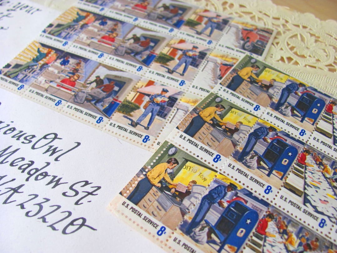 Vintage Postal Service Employees Full Sheet of 50 Unused US Postage ...