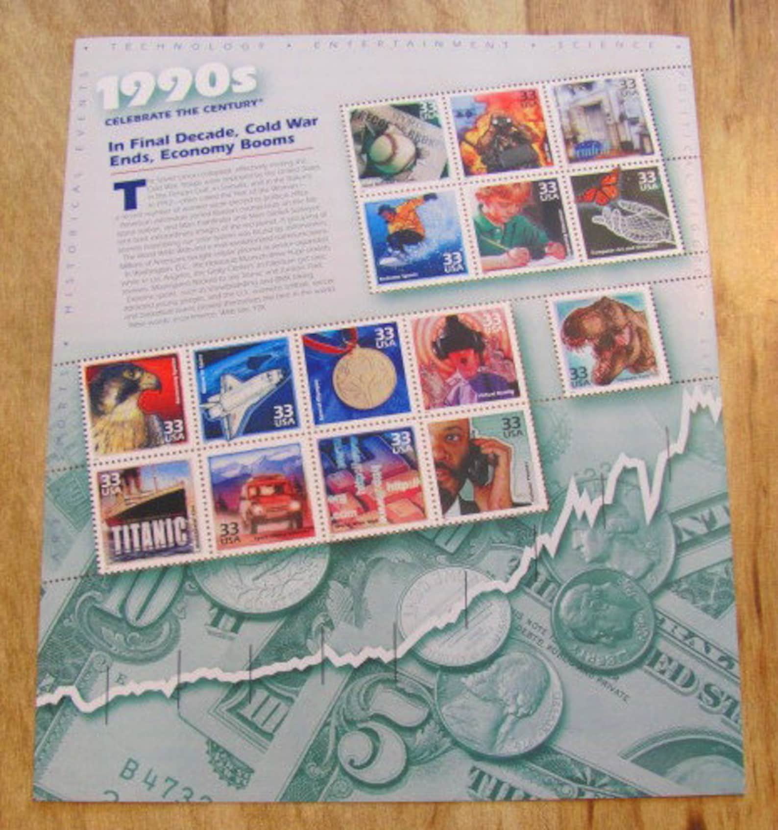 1990s Full Sheet 15 Unused Vintage US Postage Stamps 33-c - Etsy