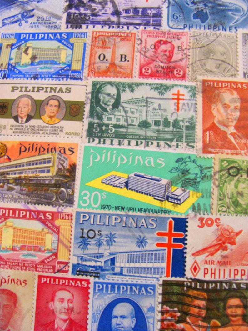 Pinoy Pinay 50 Vintage Filipino Postage Stamps Repúblika Ng - Etsy