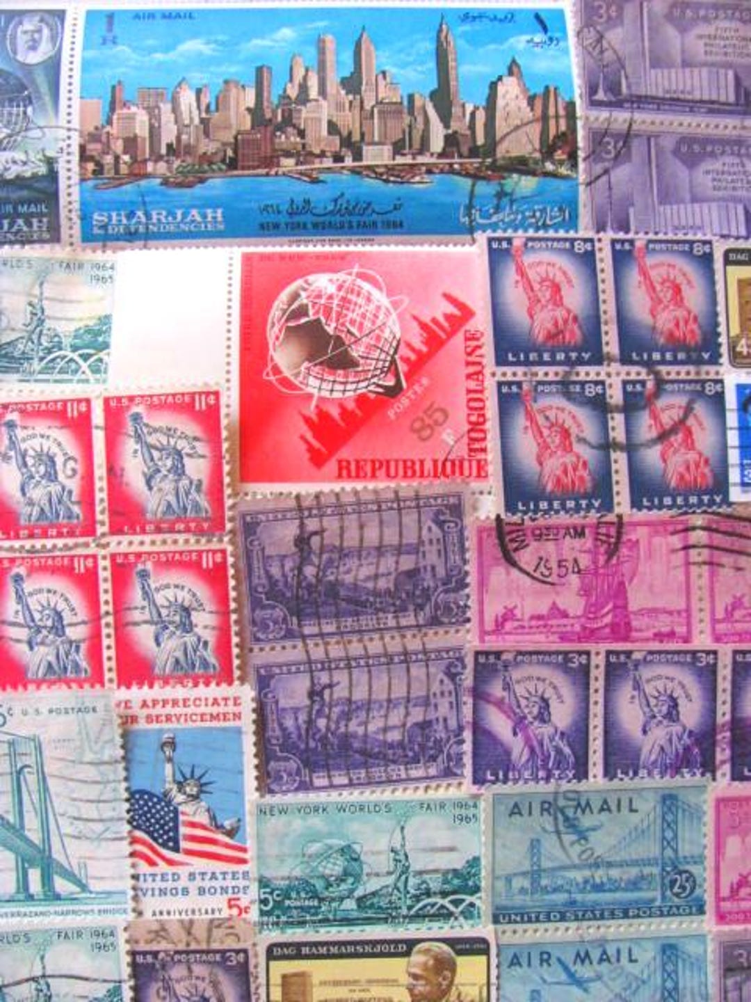 Old New York 100 Vintage NYC Postage Stamps Big Apple Brooklyn Queens ...