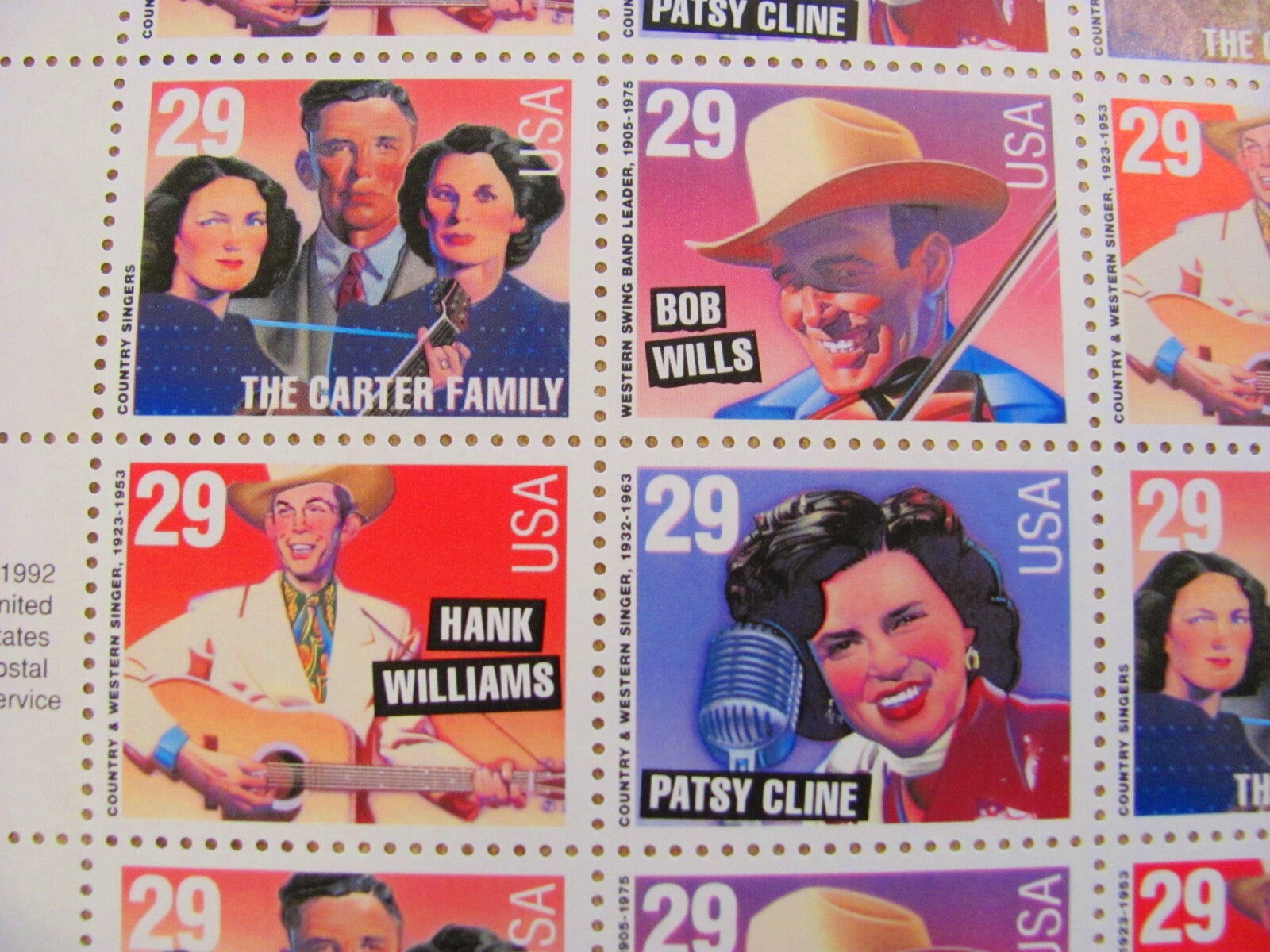 Country Western Full Sheet 20 Vintage Unused US Postage Stamps 29c ...