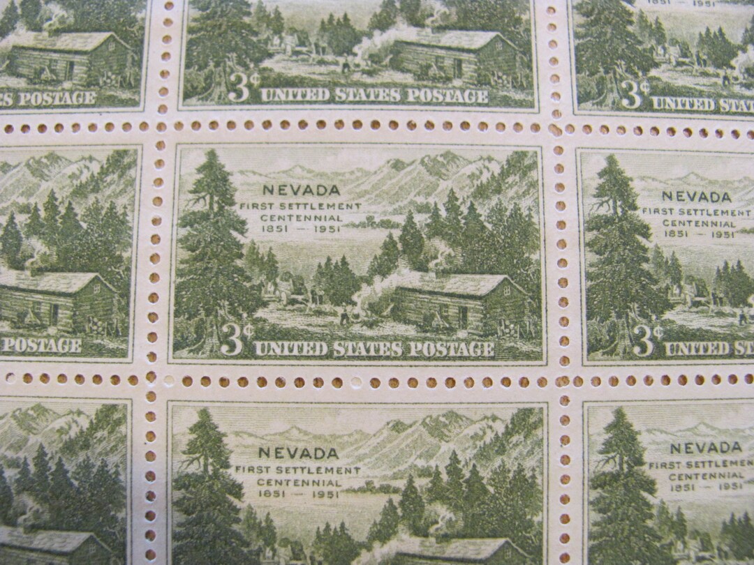 Nevada Settlement Full Sheet of 50 Vintage Unused US Postage Stamps 3-c ...