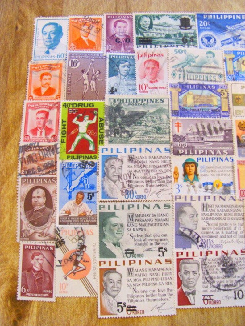 Pinoy Pinay 50 Vintage Filipino Postage Stamps Repúblika Ng - Etsy