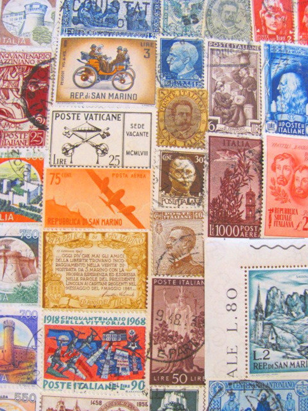 When in Rome 50 Vintage Italian Postage Stamps Poste Italiane Italy ...