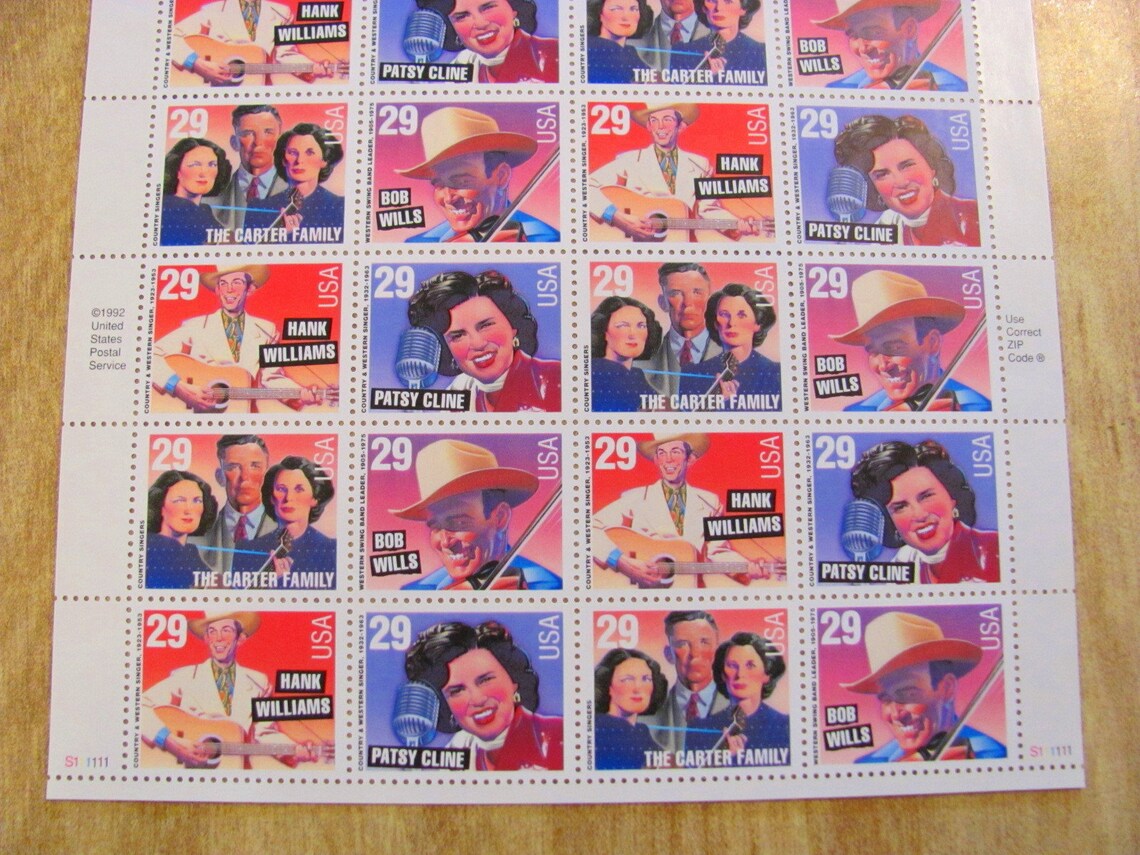 Country Western Full Sheet 20 Vintage Unused US Postage Stamps 29c ...