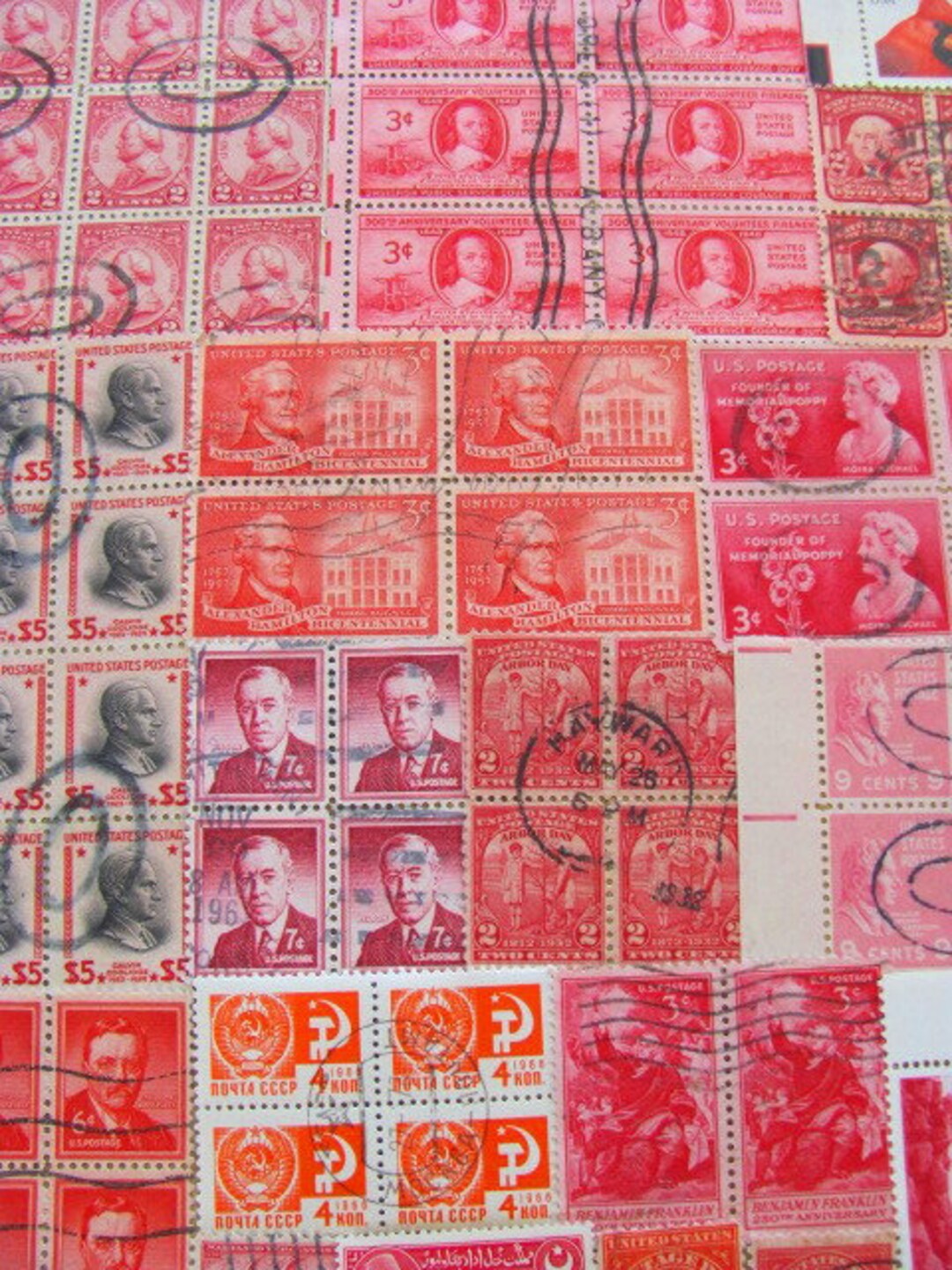 Shades of Red 100 Vintage Postage Stamps Rose Blush Postage Stamps Ruby ...