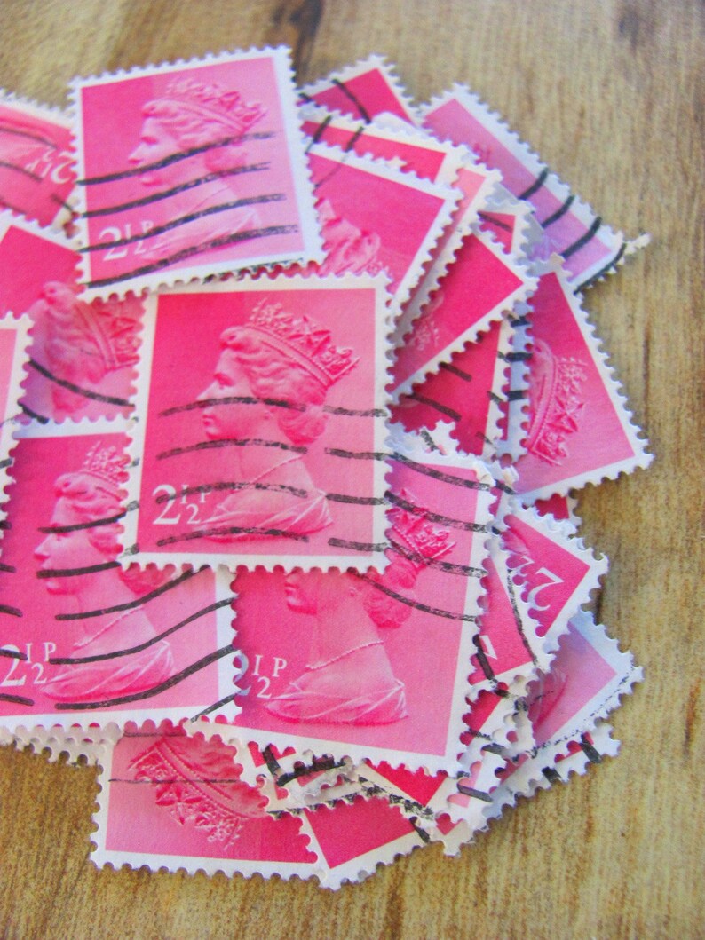 Pretty in Pink Mum 50 Vintage Great Britain Postage Stamps | Etsy