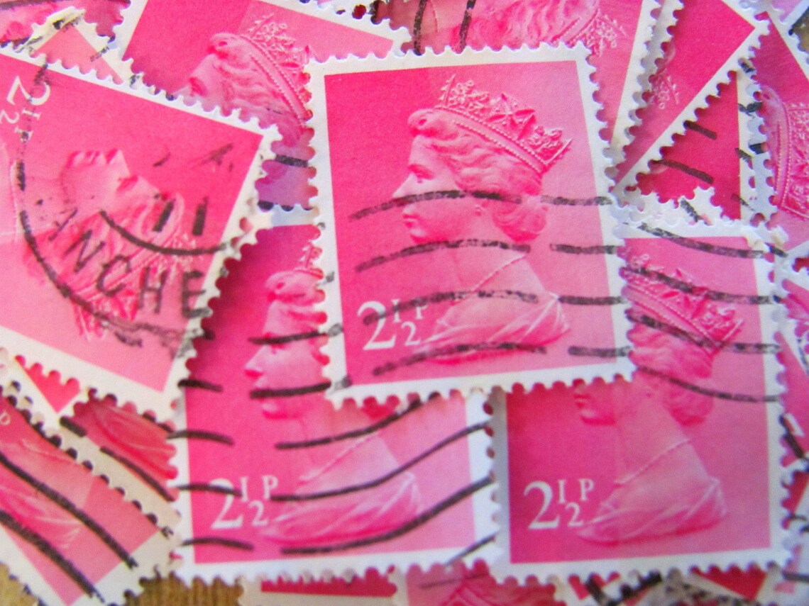 Pretty in Pink Mum 50 Vintage Great Britain Postage Stamps | Etsy
