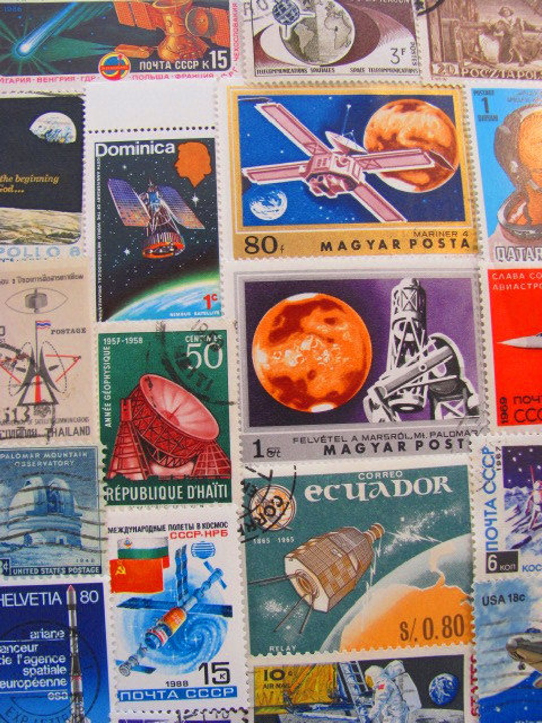 Final Frontier 50 Vintage Postage Stamps Space is the Place Moon ...