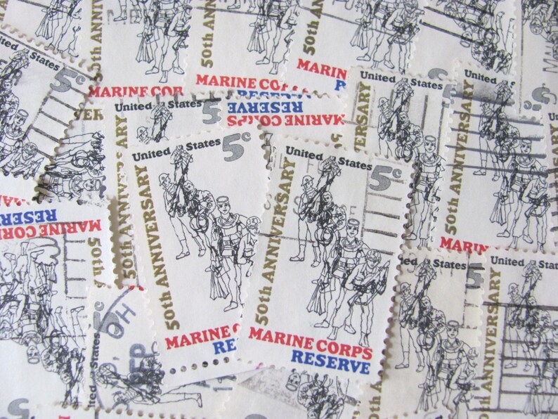 Marine Corps Reserve 30 Vintage US Postage Stamps 1960s 5C 50th ...