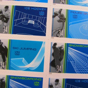 Winter Sports 20 Self Adhesive Unused US Postage Stamps 34c Ski Jumping ...