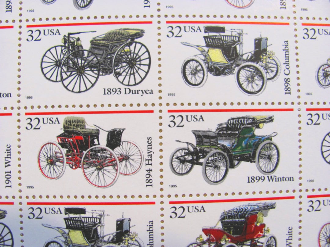 Top Gear Full Sheet of 25 Unused Vintage US Postage Stamps 32c Antique ...