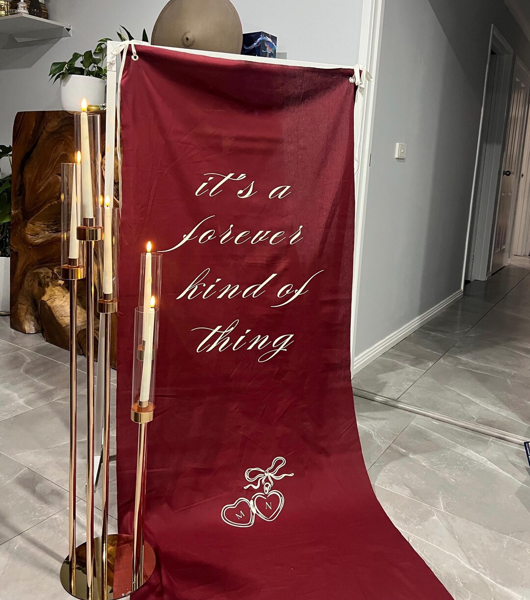 Custom Linen Engagement Sign | Elegant Fabric Signage With Optional ...