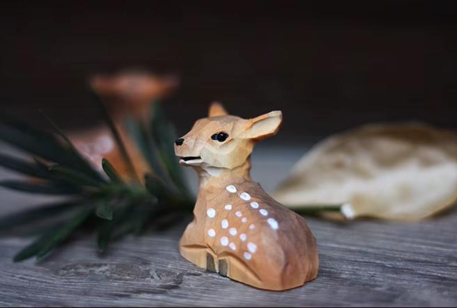 Handmade Wooden Deer Figurines – Rustic Animal Decor, Solid Wood ...