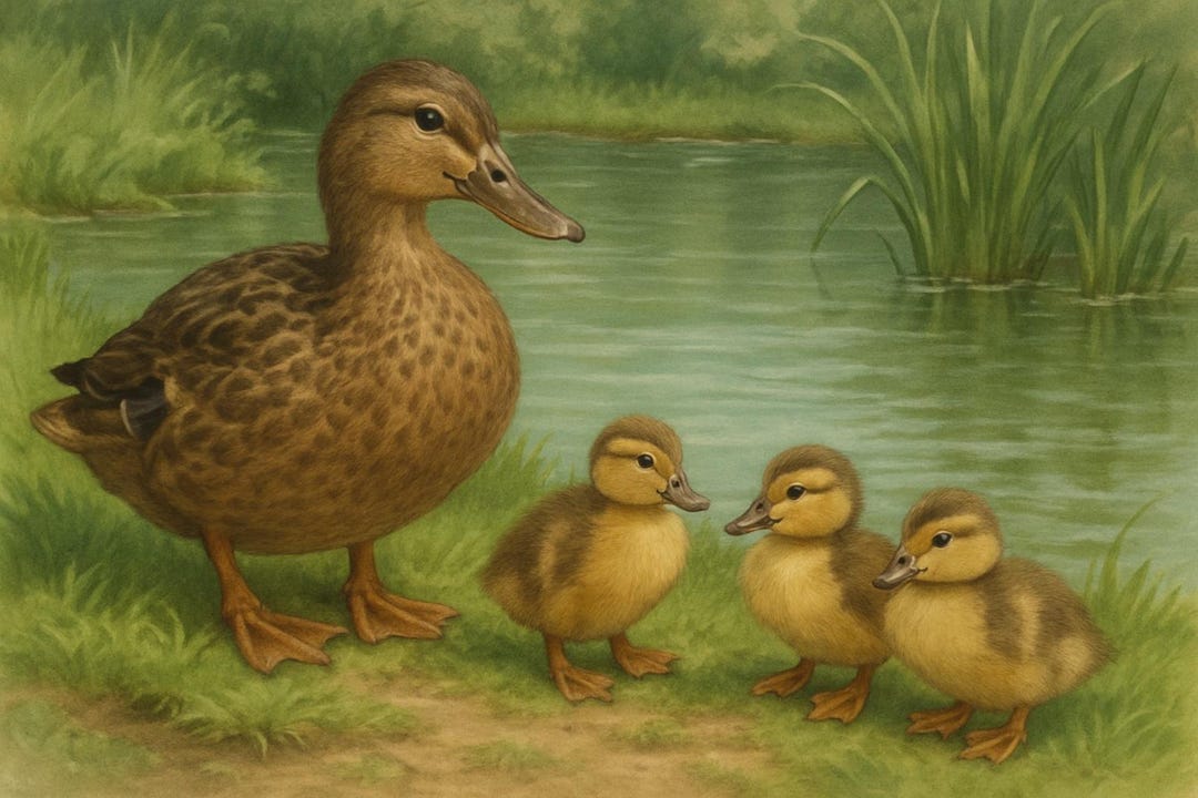 Mother Duck and Ducklings Printable Wildlife Art Farmhouse Nursery ...