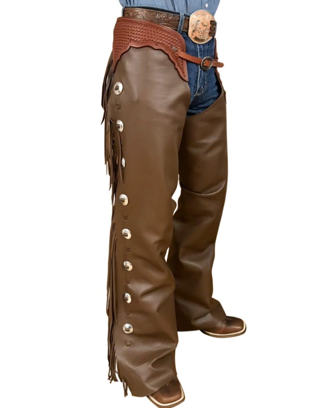 Western Leather Cowboy Chaps | Handmade Leather Fringes Chaps ...