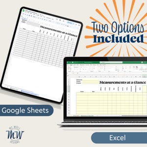 Measurement Cheat Sheet at a Glance Excel Google Sheets Template - Etsy
