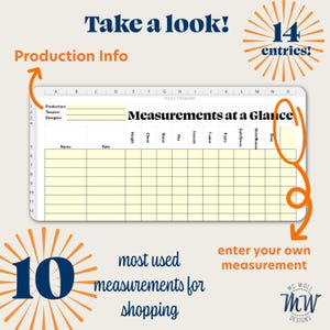 Measurement Cheat Sheet at a Glance Excel Google Sheets Template - Etsy