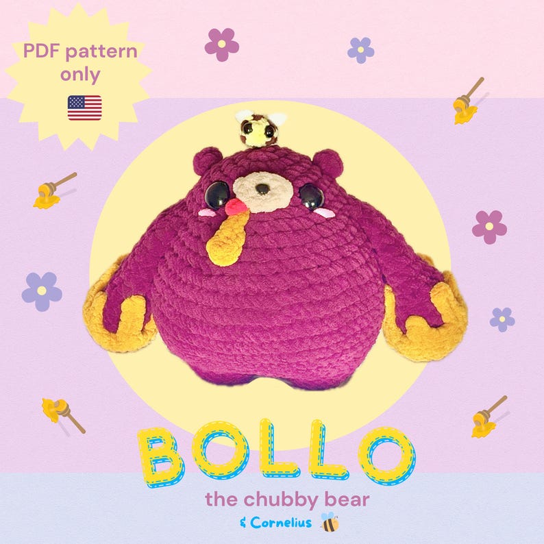 Crochet Pattern for Bollo the Chubby Bear and Cornelius the Bee PDF ...
