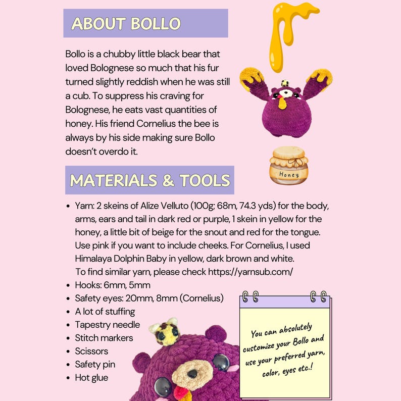 Crochet Pattern for Bollo the Chubby Bear and Cornelius the Bee PDF ...