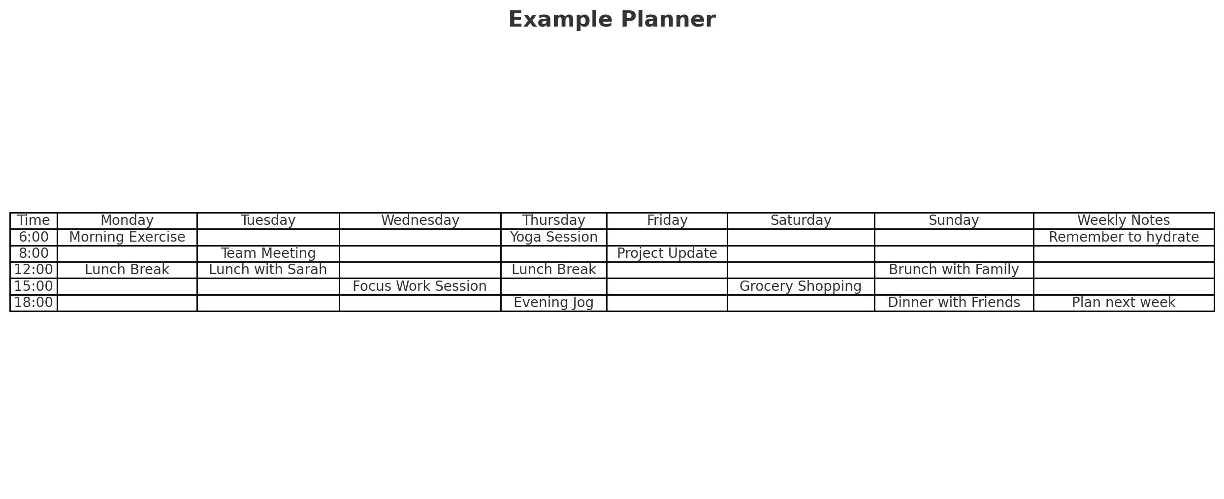 Advanced Weekly Planner Excel Template | Hourly & Half-hour Schedule ...