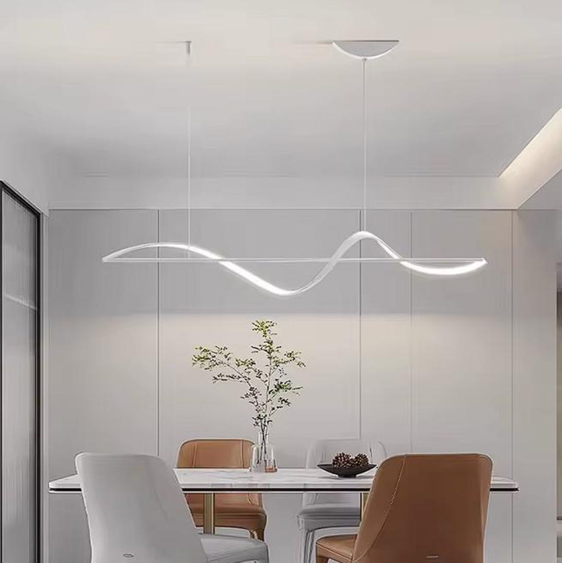 Modern LED Pendant Light – Minimalist Wave Shape Hanging Lamp for ...