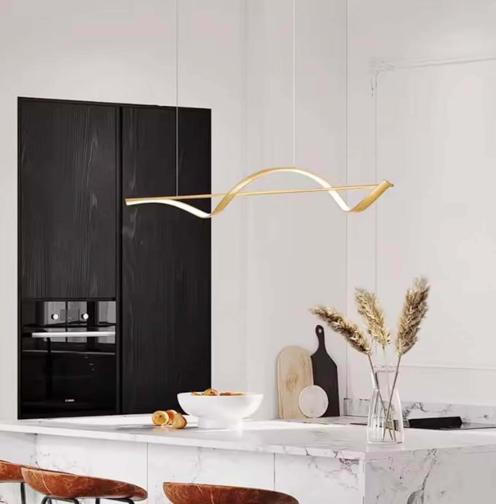 Modern LED Pendant Light – Minimalist Wave Shape Hanging Lamp for ...