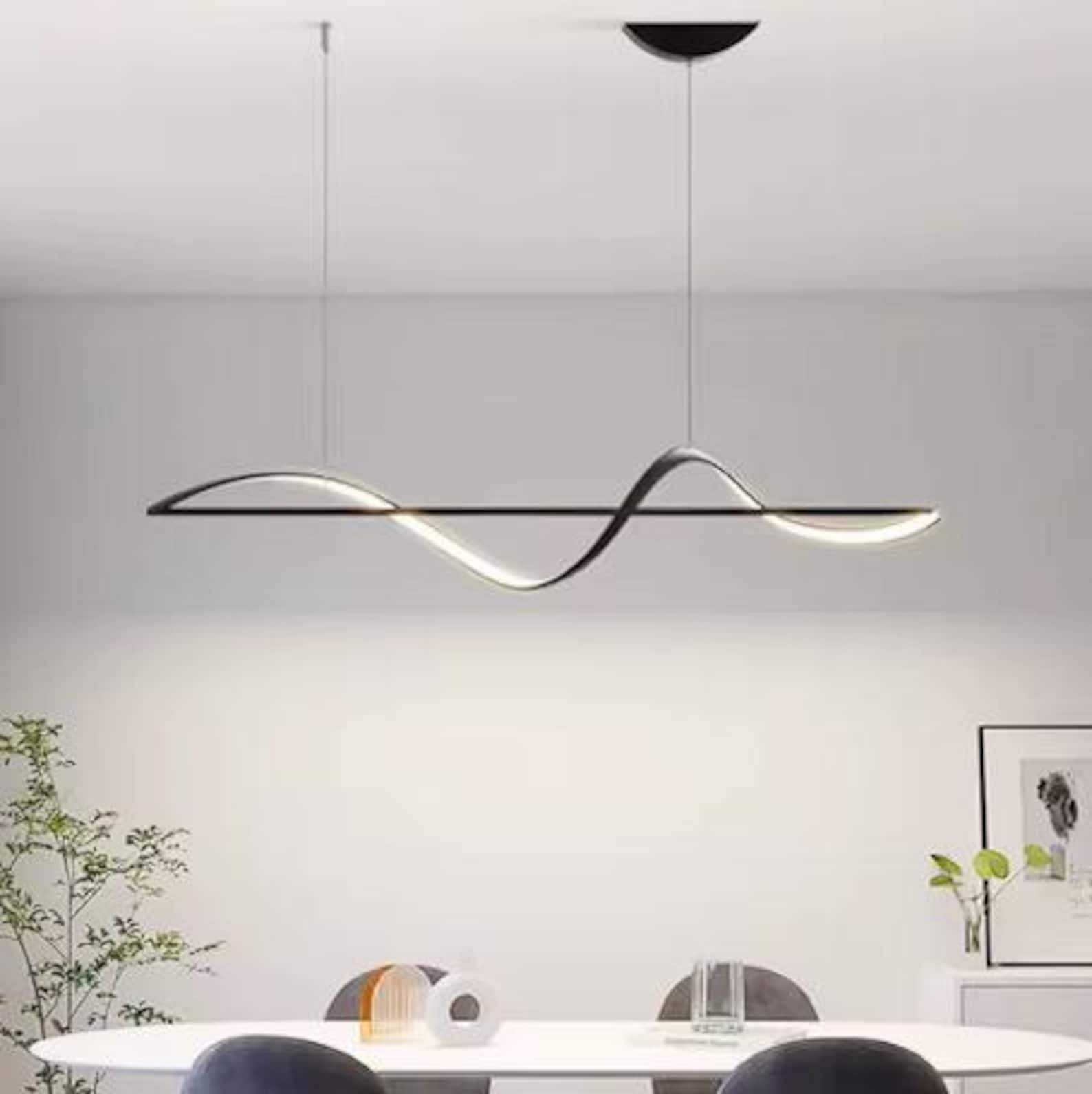 Modern LED Pendant Light – Minimalist Wave Shape Hanging Lamp for ...