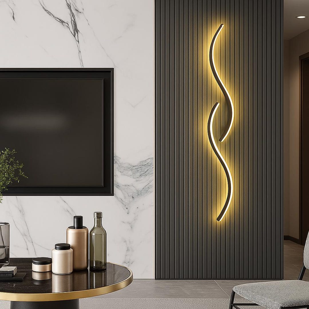 Modern LED Wall Light – Luxury Curved S Shape Wall Lamp for Living Room ...