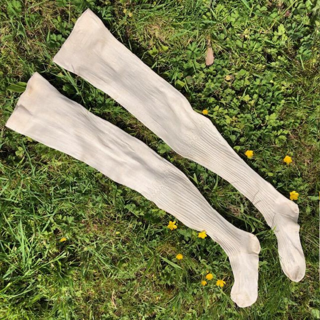 Antique Victorian Stockings. 1800s Fashion Collectable. Cream Silk ...