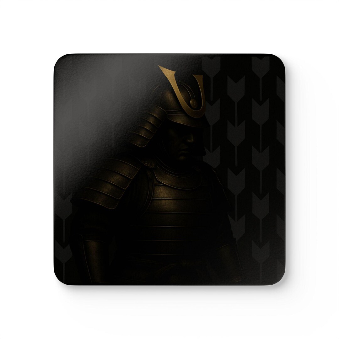 Coaster Set, Samurai, Black, Lucky Charm, Japanese Design, Gift for Him ...