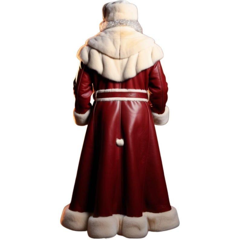 Luxurious Handmade Santa Claus Leather Coat – Red Christmas Coat With ...
