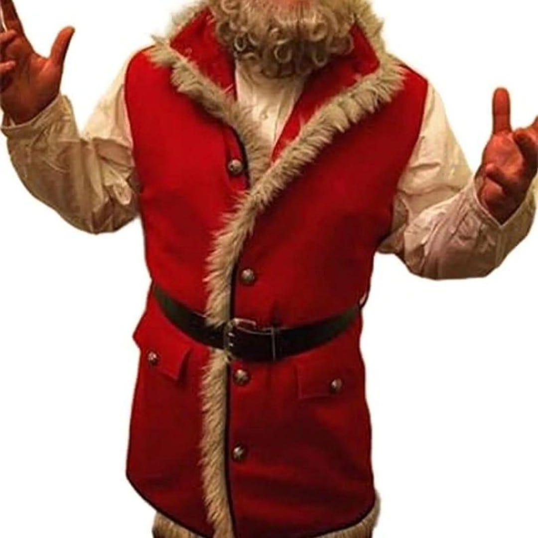 Handmade Santa Claus Red Vest for Men | Premium Wool Holiday Vest With ...