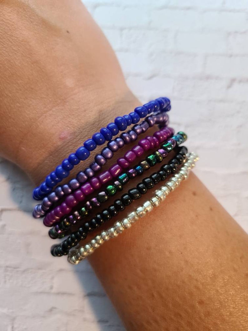 10 CUSTOM Seed Bead Stretch Bracelets Single Strand Bead - Etsy