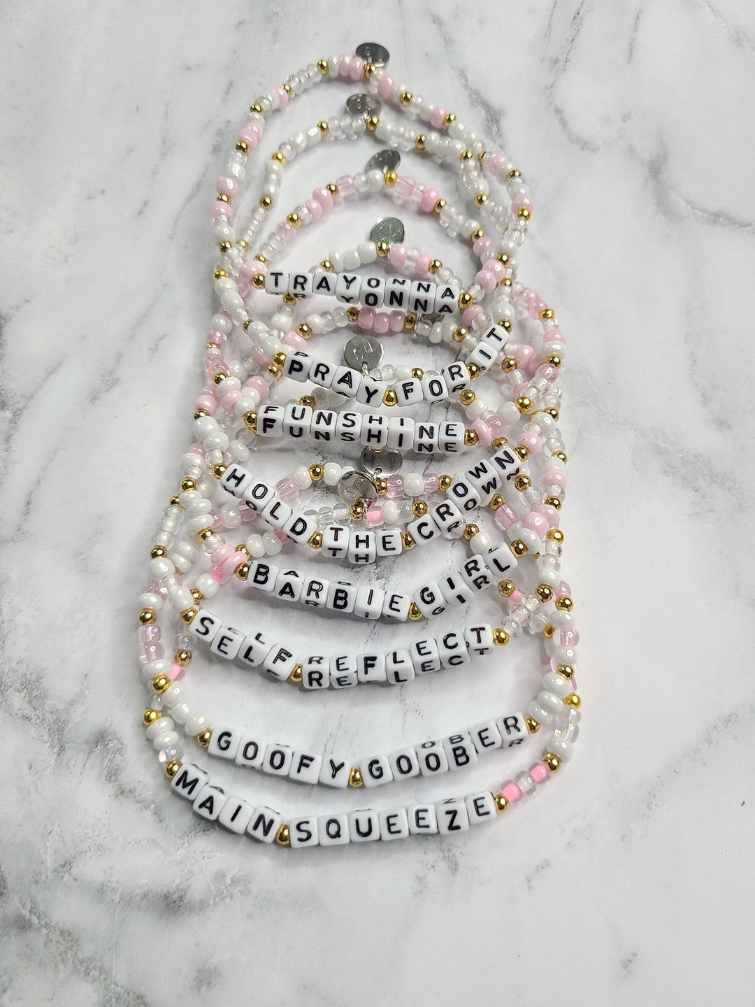 Elegant Beaded Word Bracelet: Custom Name Bracelet, Affirmation ...