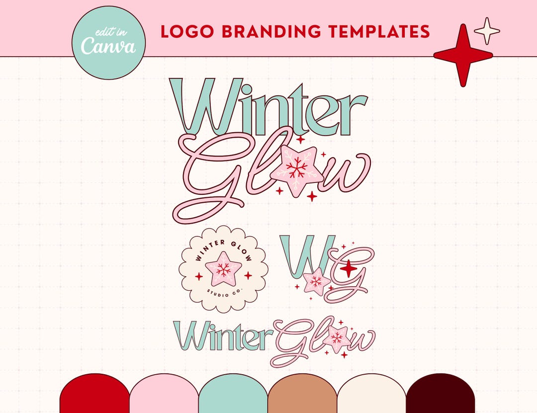 Winter Glow Logo Branding Template | Editable Canva Logo Set (instant ...