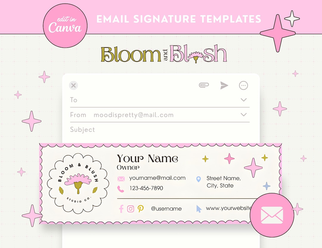 Bloom & Blush Email Signature Template | Editable Canva Design - Etsy