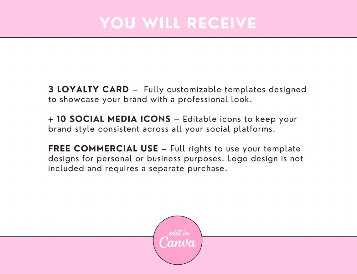Loyalty Card Template | Pink & Green Canva Template Design (digital ...