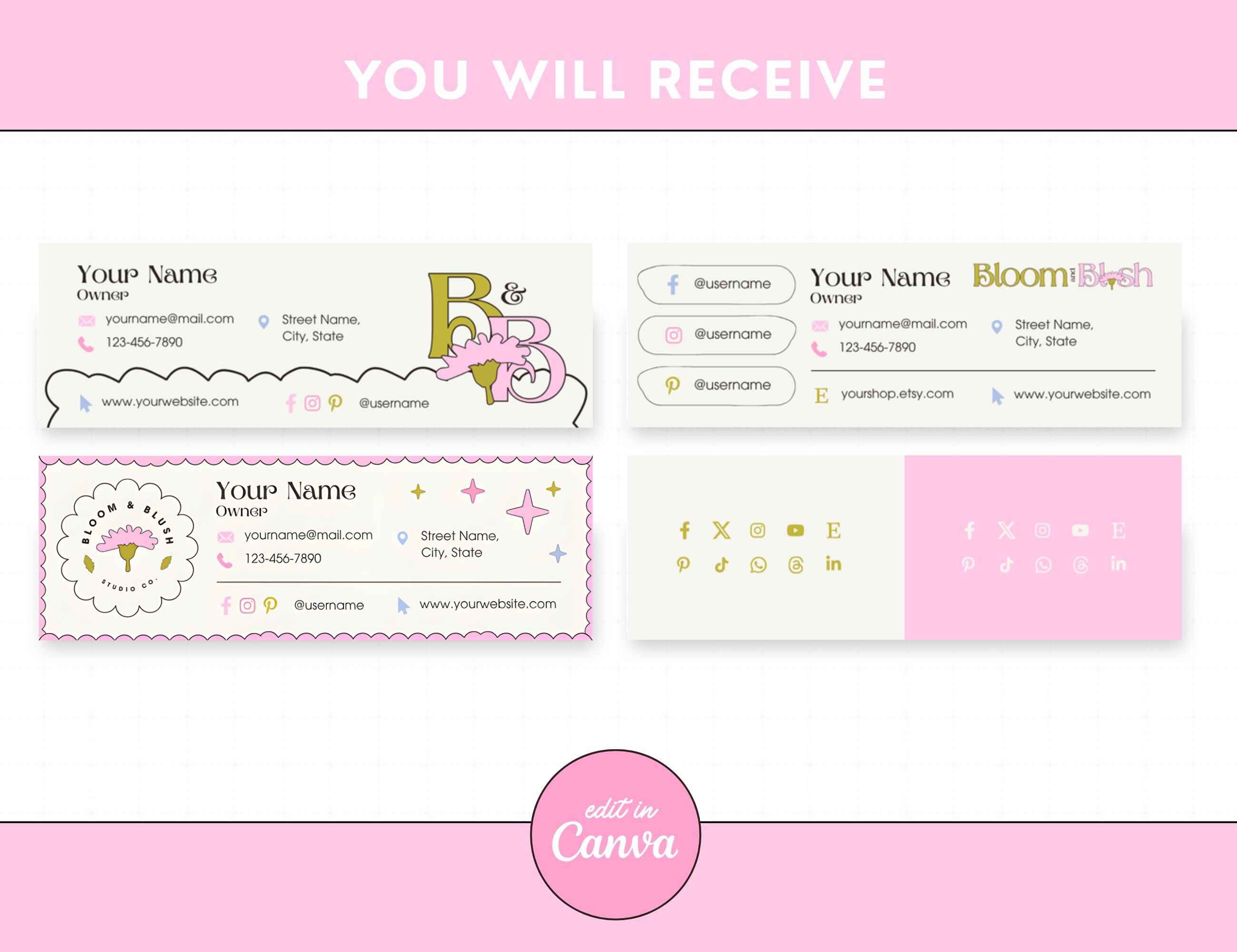 Bloom & Blush Email Signature Template | Editable Canva Design - Etsy