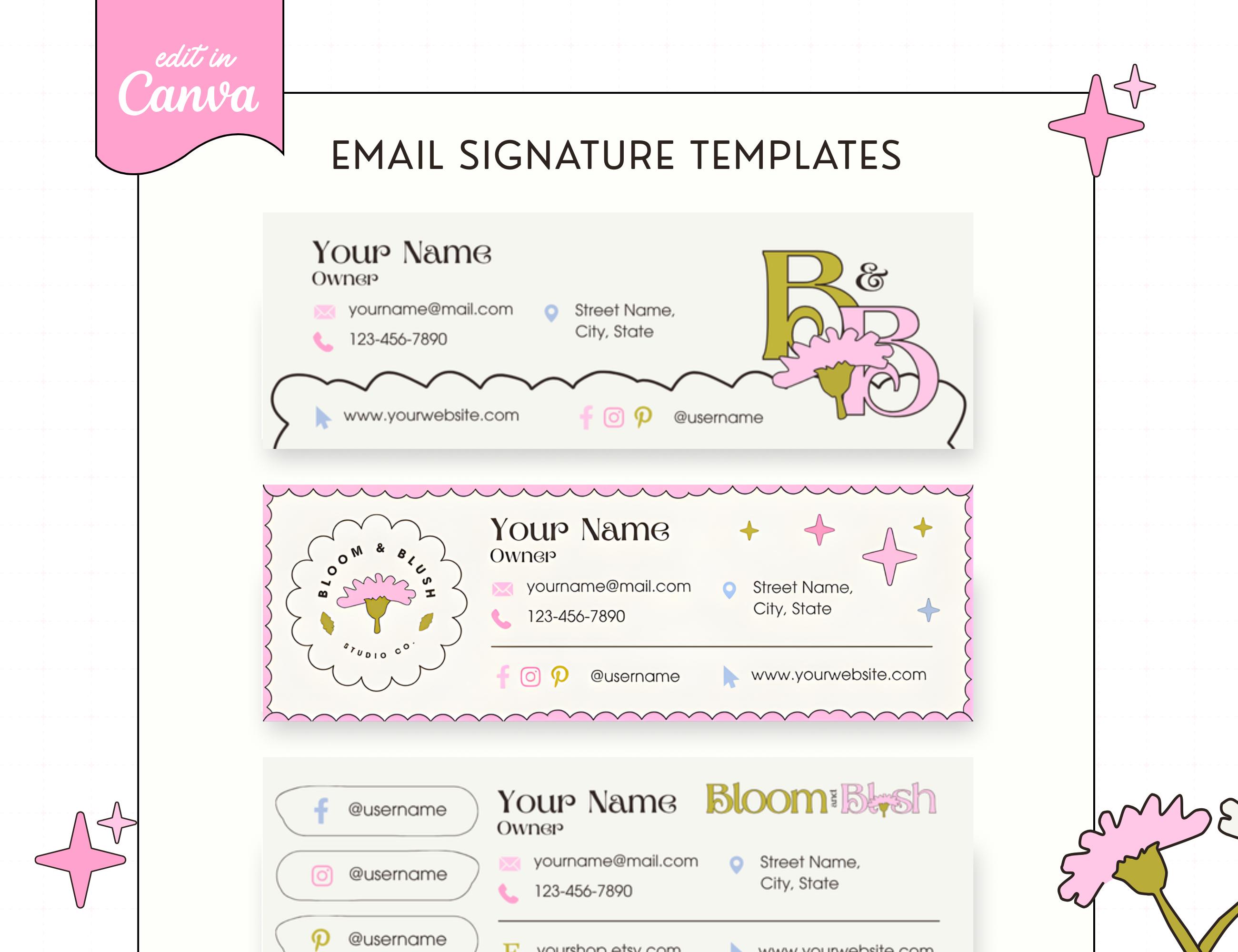 Bloom & Blush Email Signature Template | Editable Canva Design - Etsy