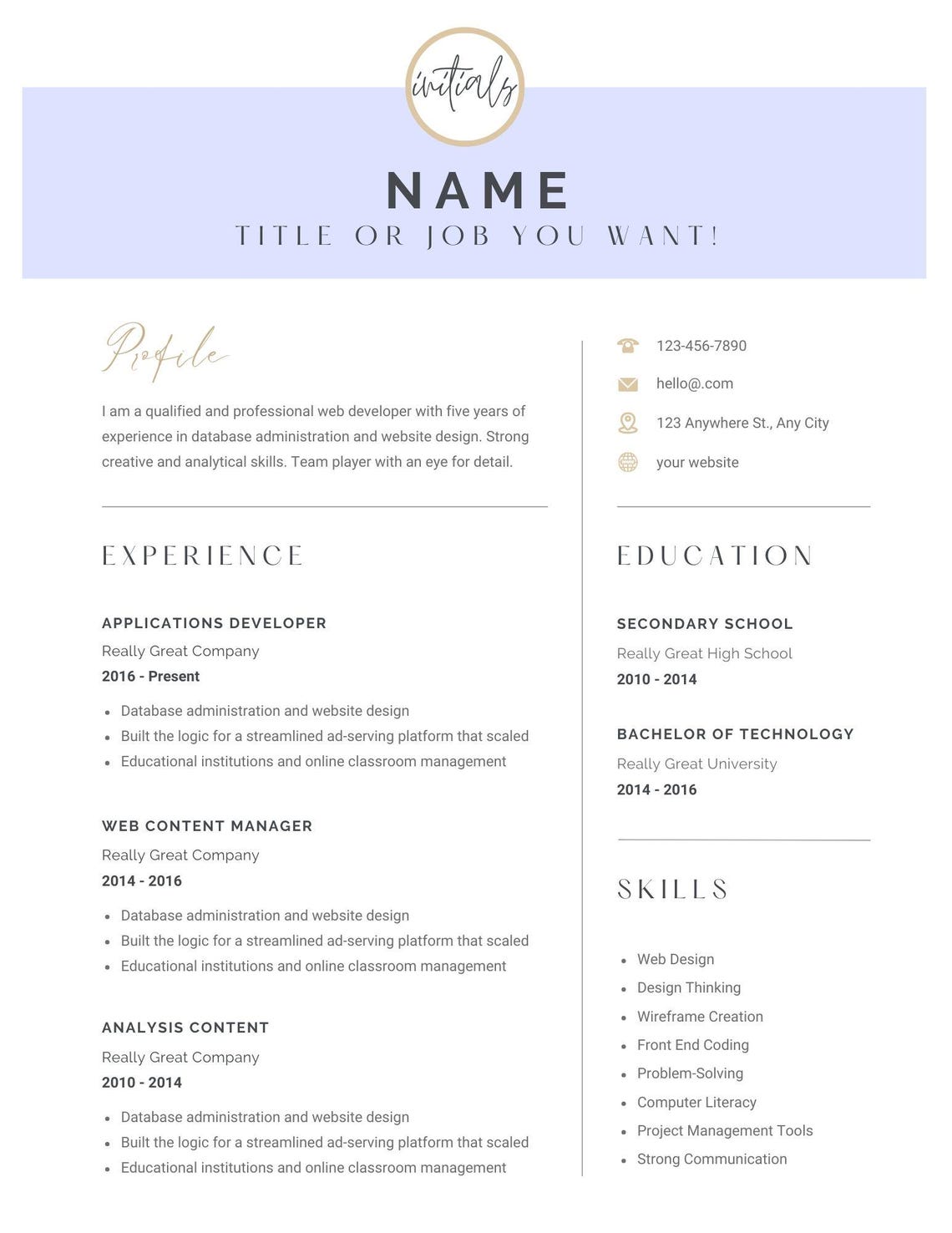 Custom Resume Template | Personalized Resume Design Service | Clean ...