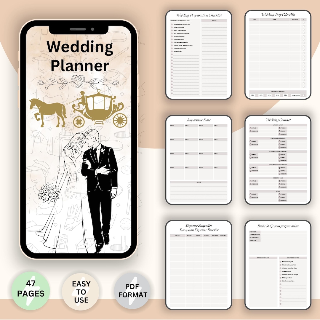Wedding Digital Planner / Bridal Journal / Printable / Expense Tracker ...