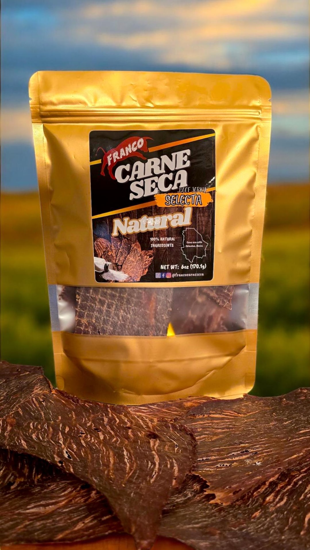 Carne Seca Natural Estilo Mexicana 6oz / Beef Jerky Natural Flavor ...