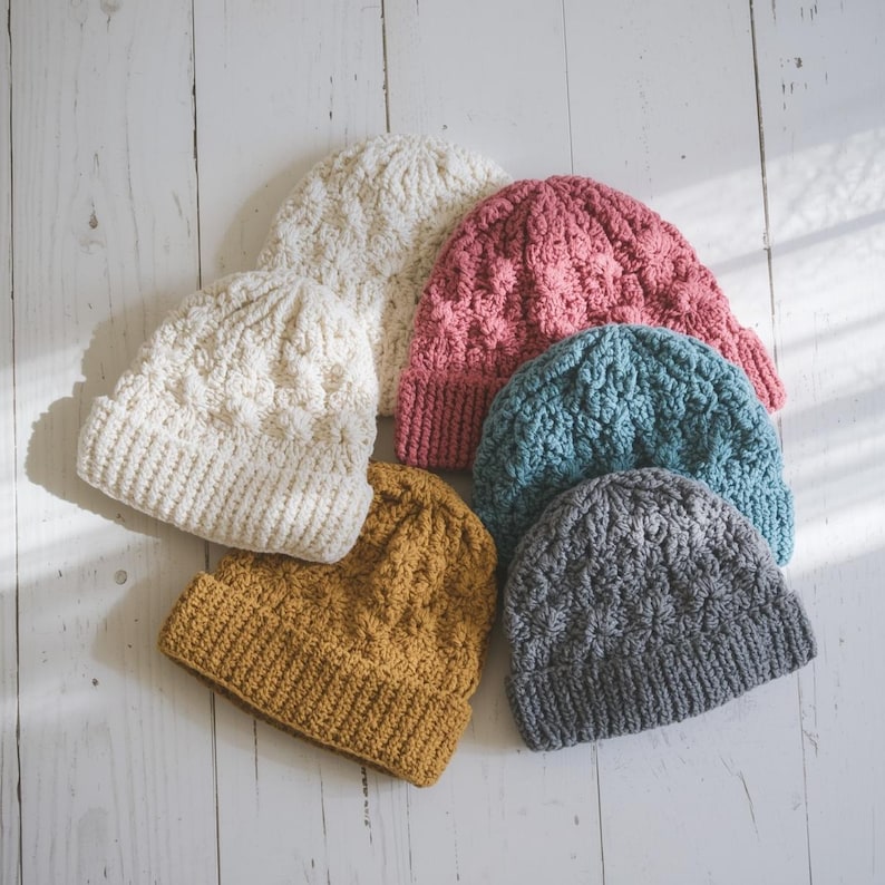 Messy Hat Crochet Pattern, Quick & Easy Crochet Beanie, Beginner Puff ...