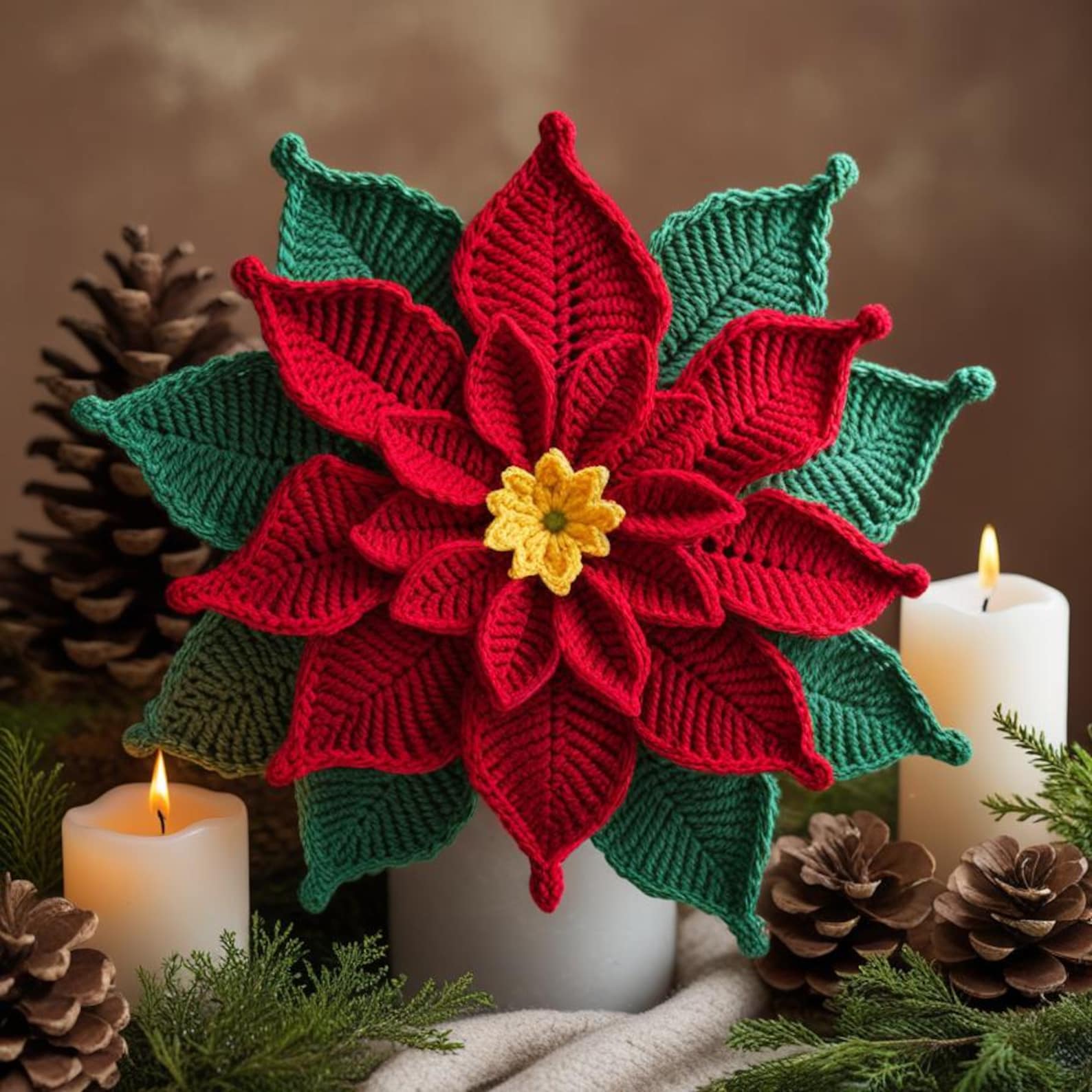 Poinsettia Crochet Pattern PDF | Pattern Poinsettia Flower Crochet ...