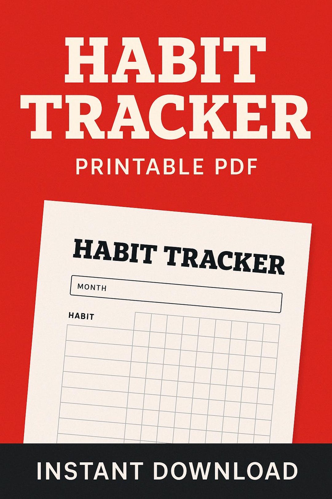 Daily Habit Tracker Printable | Minimalist PDF | Monthly Self ...