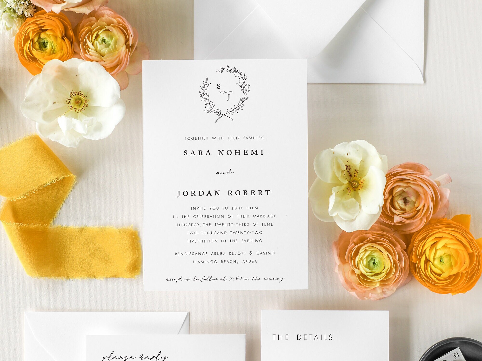 Printable Modern Rustic Wedding Invitation Suite, Boho, Minimal ...