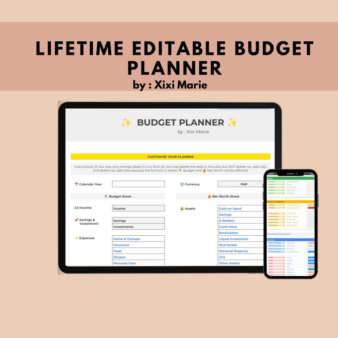 Lifetime Editable Google Sheets Budget Planner - Etsy